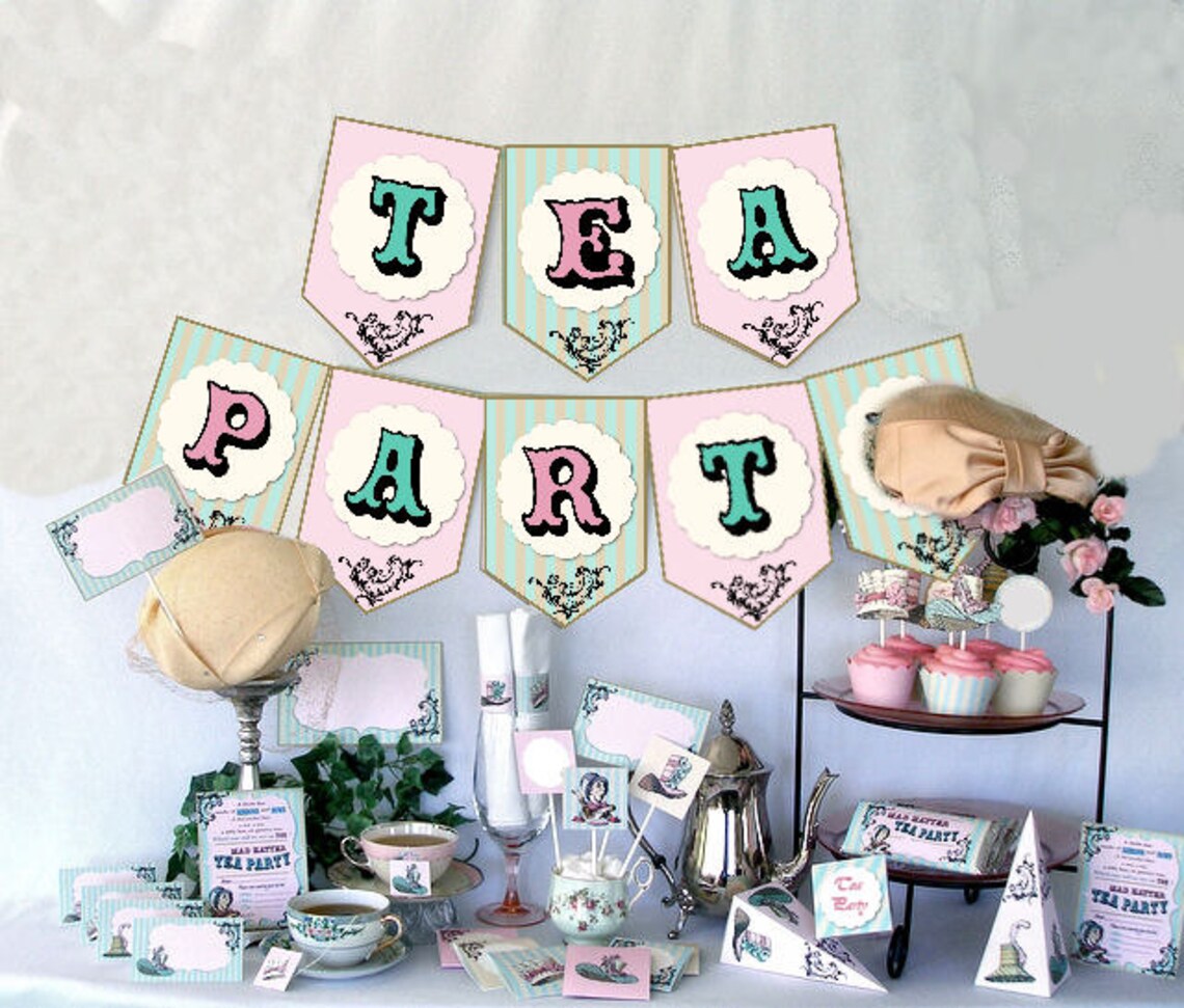 Mad Hatter Tea Alice in Wonderland Printable Party Pack Kit - Etsy