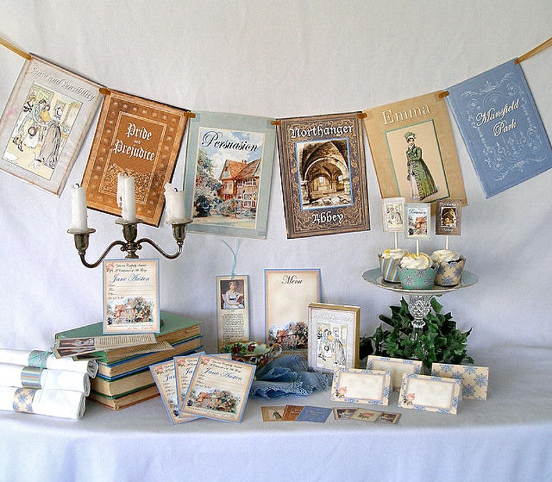 Jane Austen Books Party Banner Printable Instant Download - Etsy