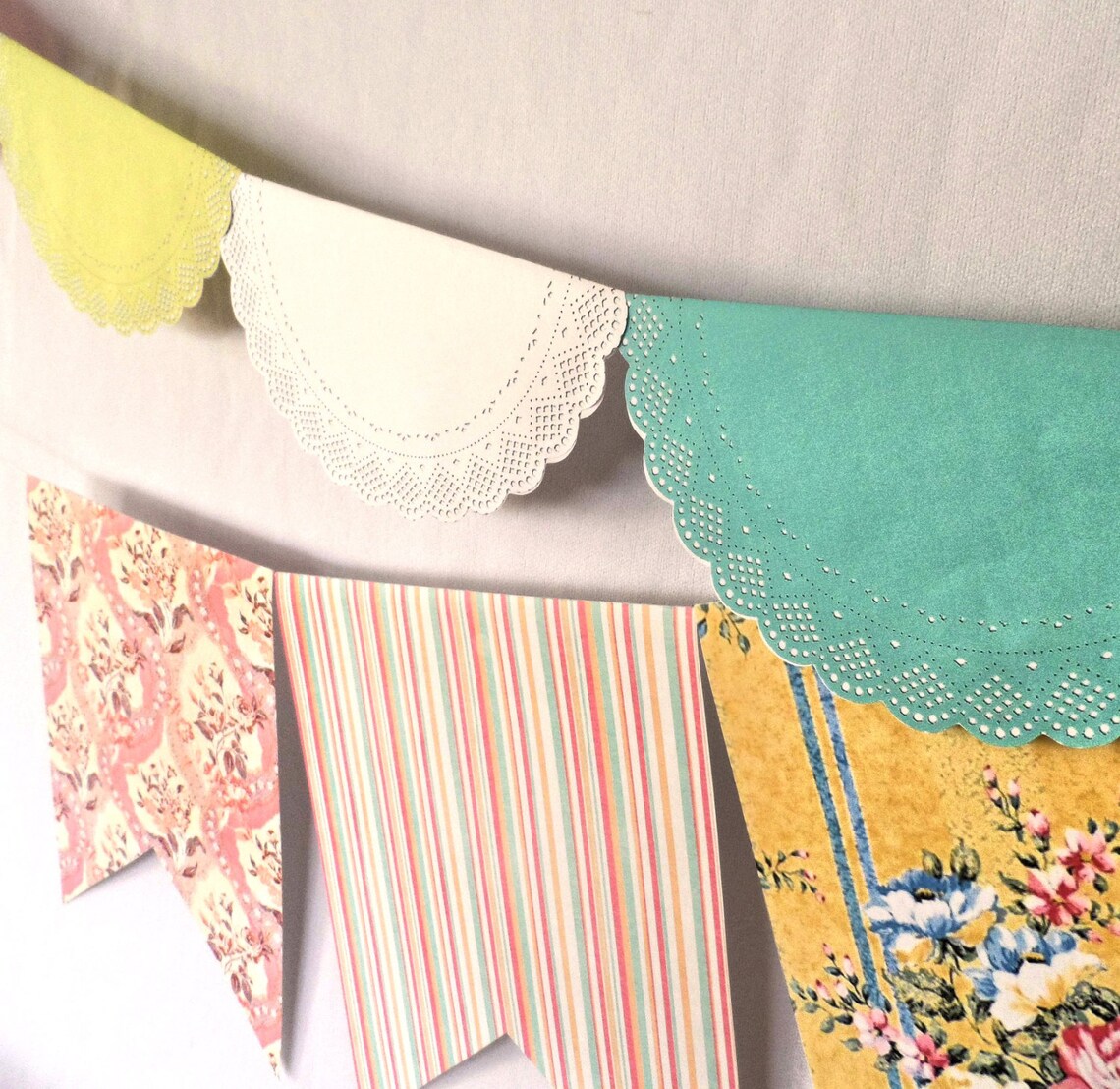 Shabby Chic Bunting & Doily Banner Printable Instant Download - Etsy