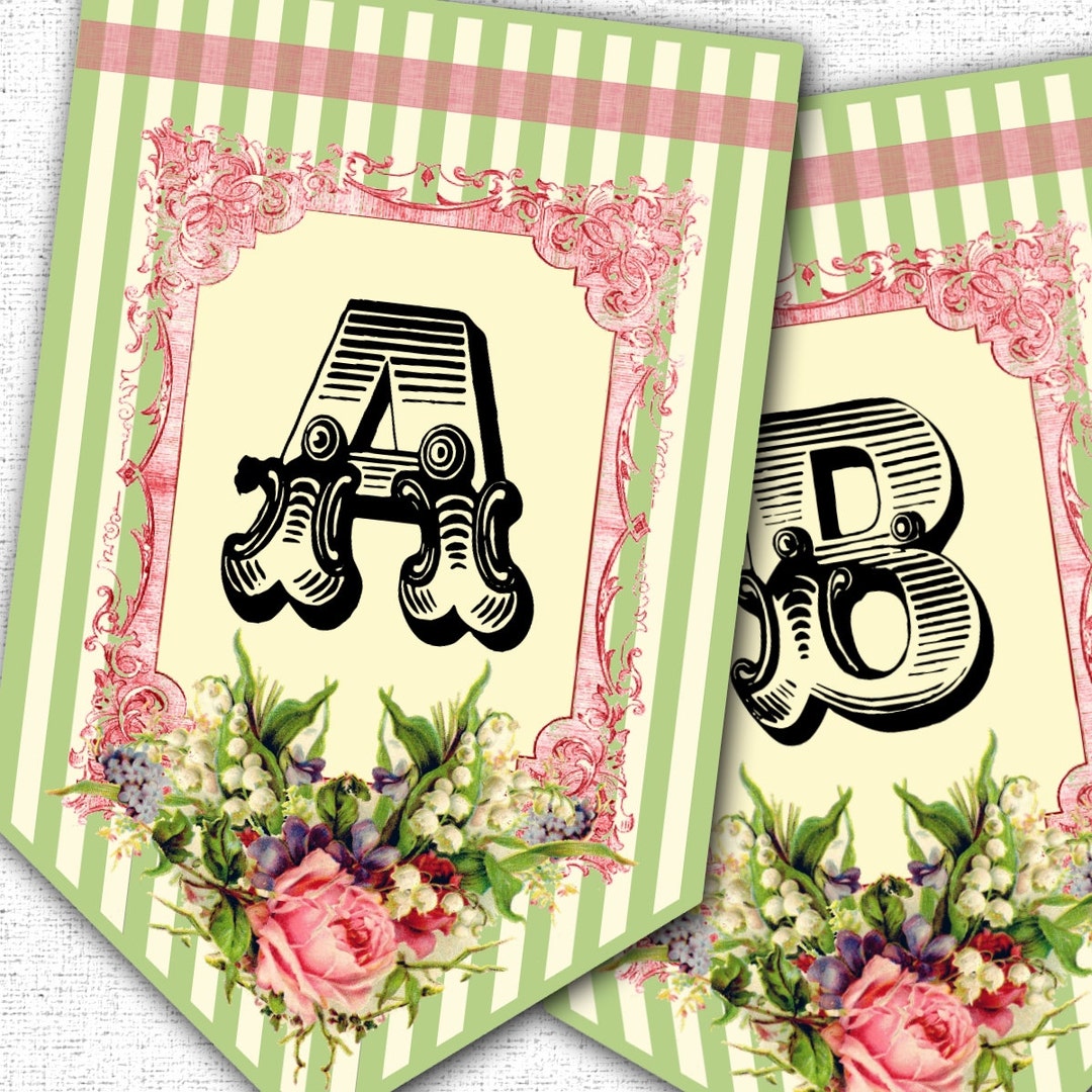 Floral Garden Alphabet Banner Printable (PDF) - Etsy