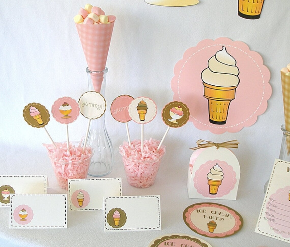 Ice Cream Social Printable Party Pack Kit Instant Download - Etsy
