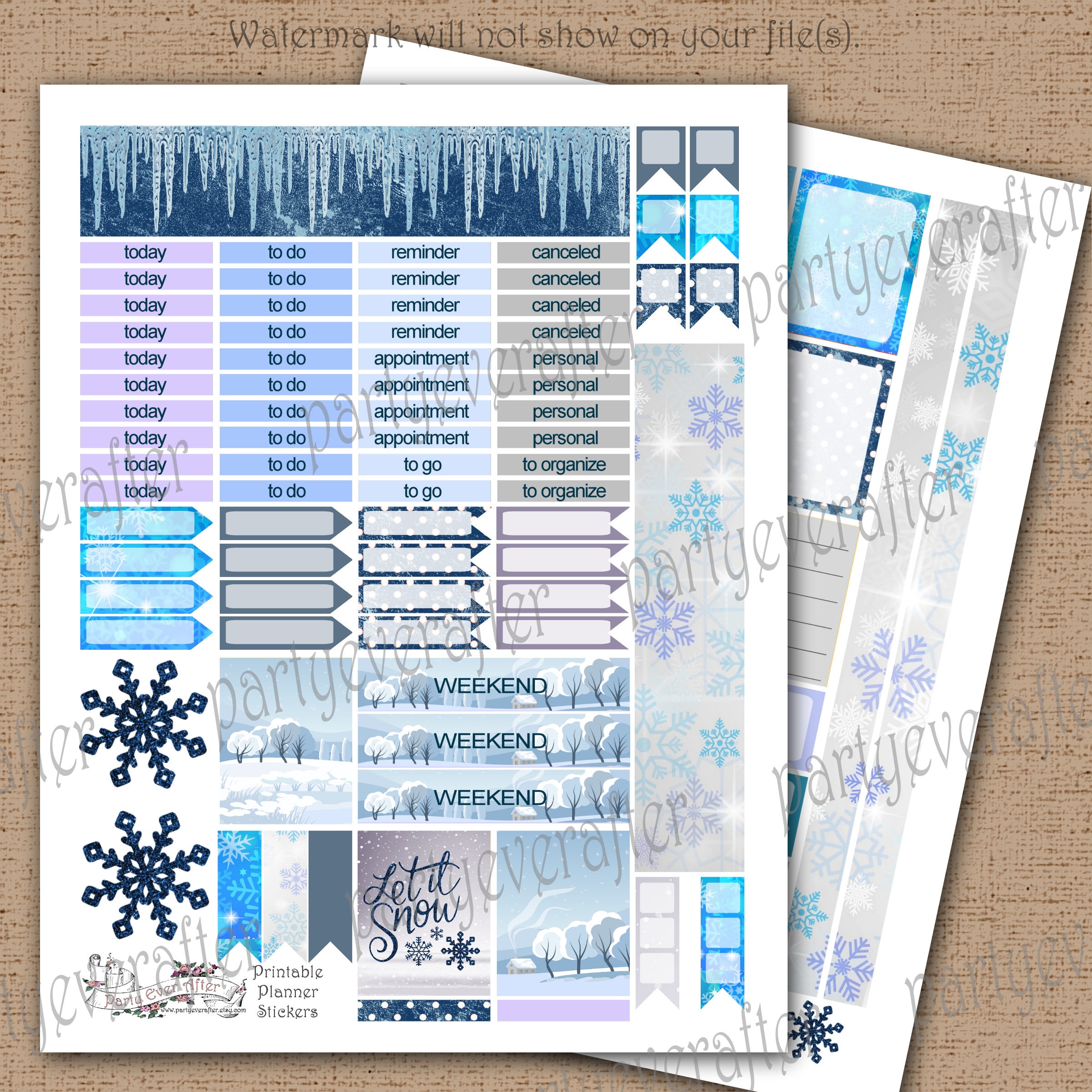 Printable Planner Stickers Instant Download Winter Wonderland - Etsy