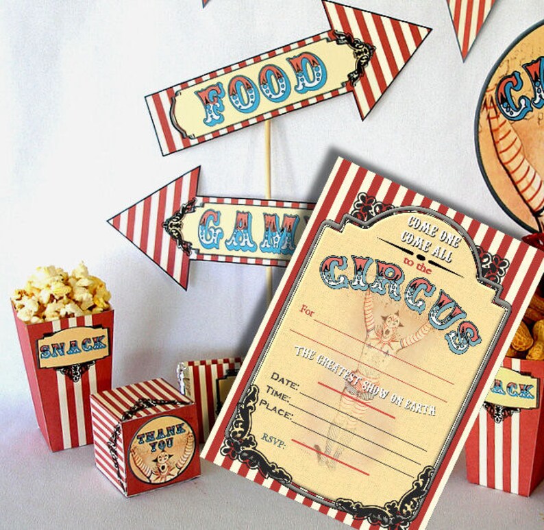 Vintage Circus Printable Party Pack Kit Instant Download - Etsy