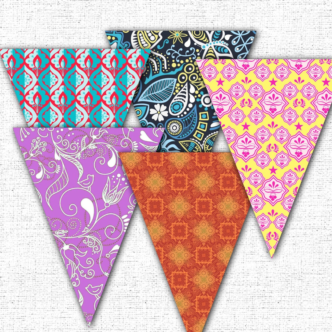 Colorful Boho Bunting Banner Printable Instant Download - Etsy