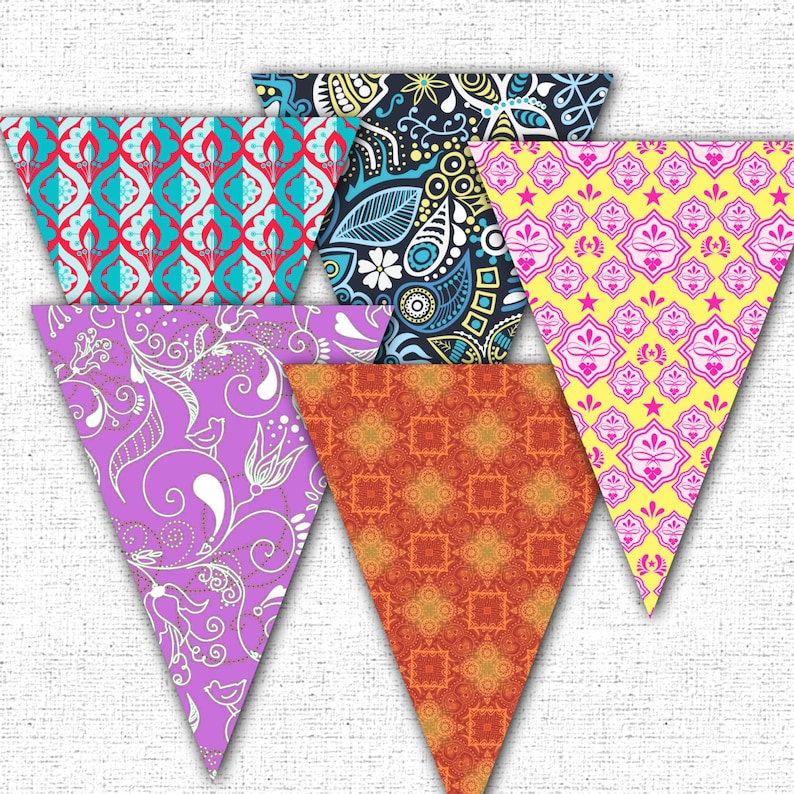 Colorful Boho Bunting Banner Printable Instant Download - Etsy