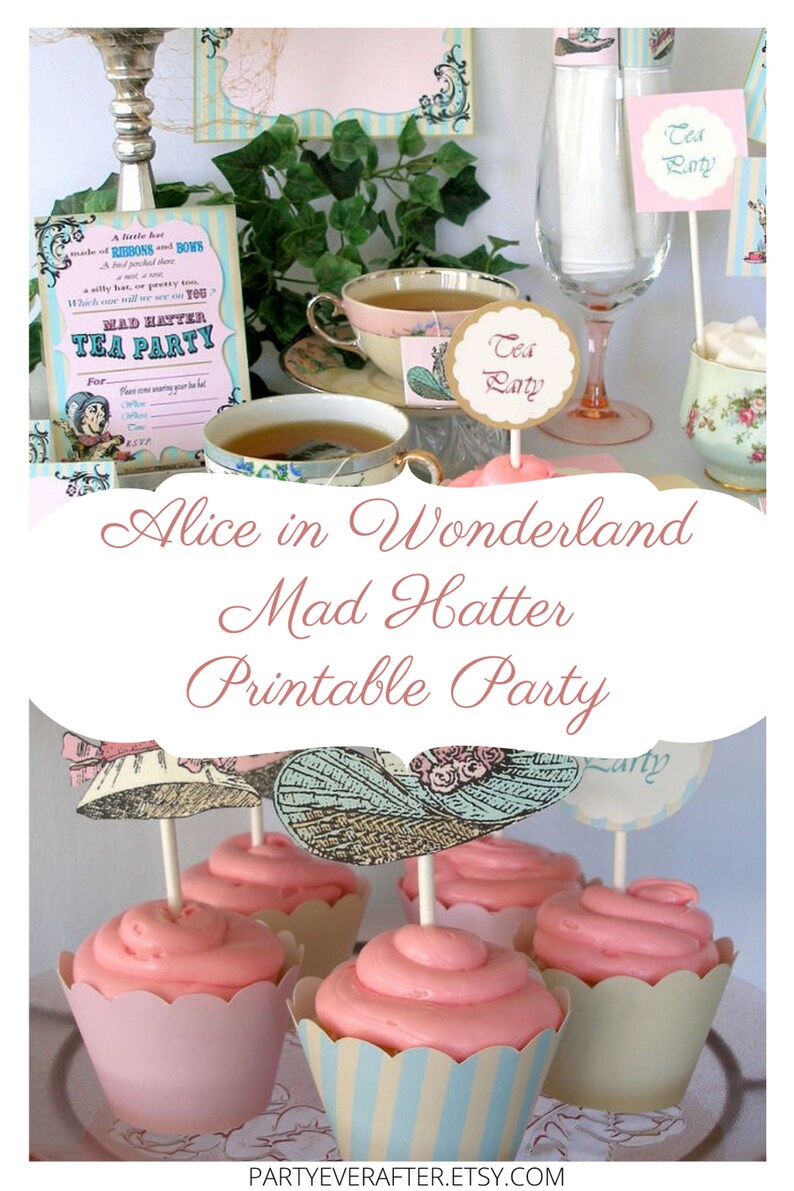 Mad Hatter Tea Alice in Wonderland Printable Party Pack Kit - Etsy