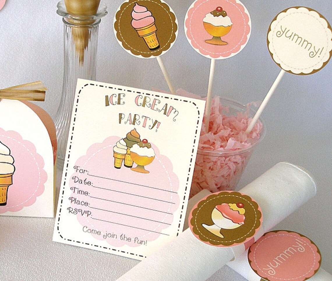 Ice Cream Social Printable Party Pack Kit Instant Download - Etsy