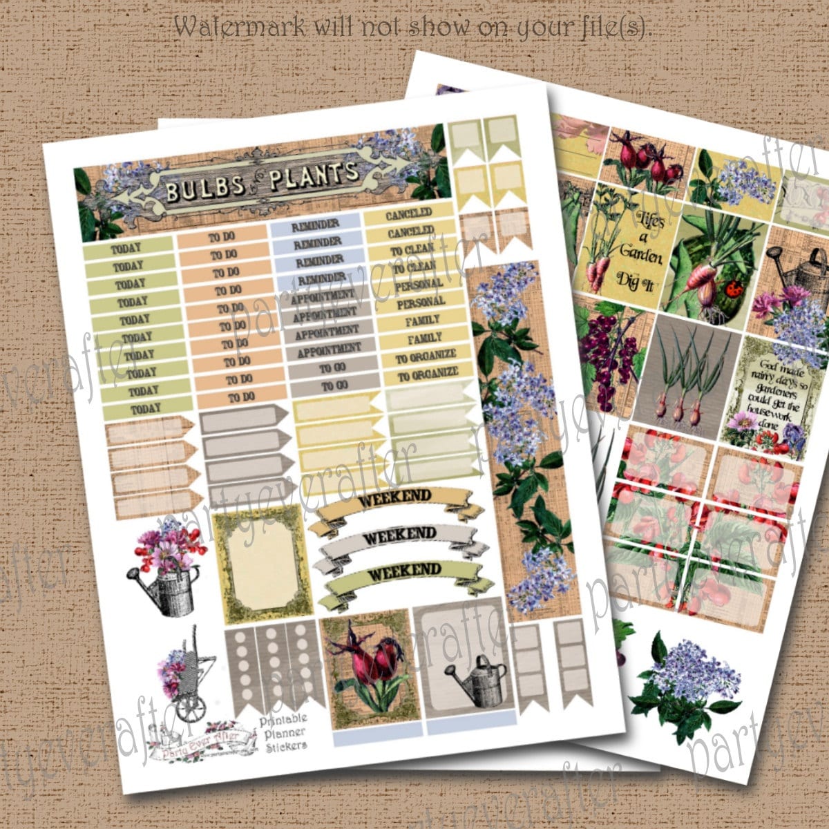 Printable Planner Stickers Instant Download Vintage Gardening - Etsy
