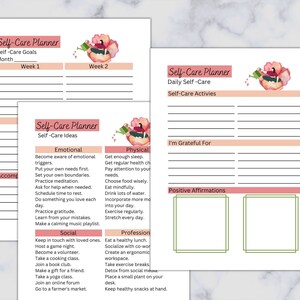 Self-care Planner Checklist for Mental Health and Wellness, Daily Well ...