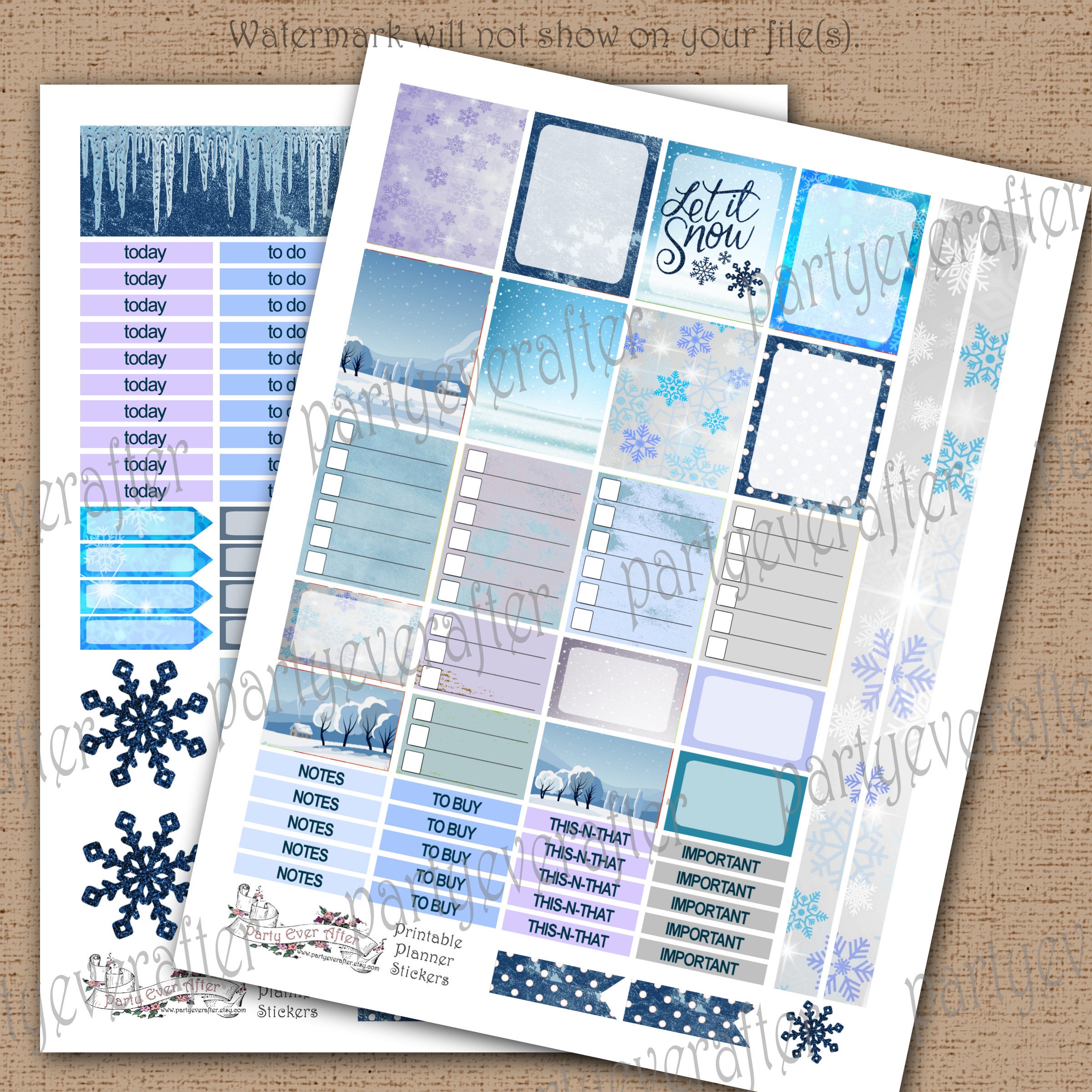 Printable Planner Stickers Instant Download Winter Wonderland Snow - Etsy