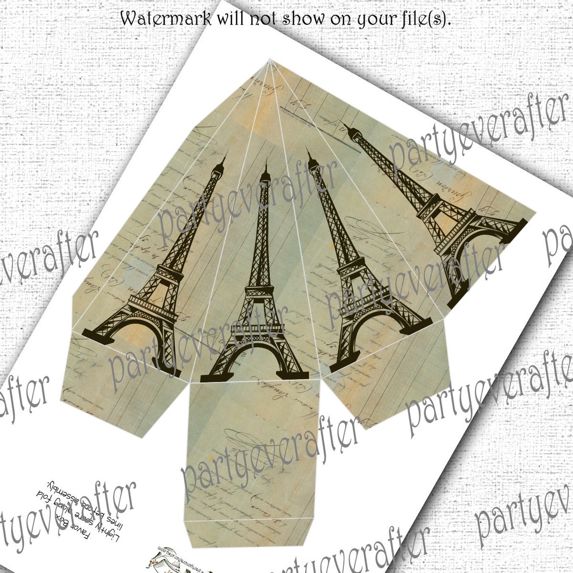 Eiffel Tower Favor Box French Parisian Instant Download DIY Printable ...