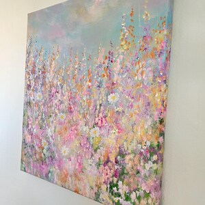 Original Abstract Floral Wall Art, Floral Meadow Painting, Field of ...