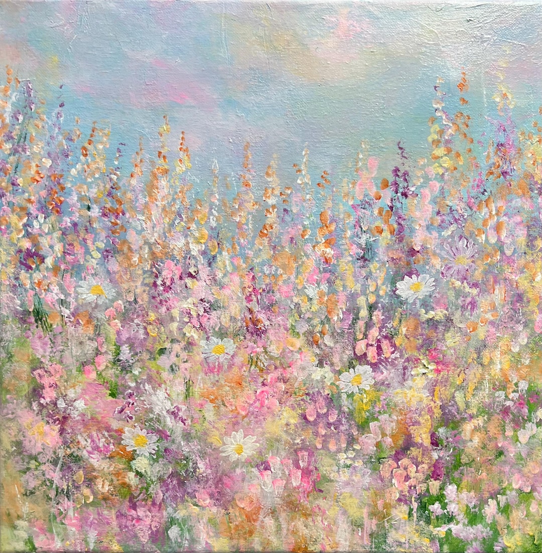 Original Abstract Floral Wall Art, Floral Meadow Painting, Field of ...