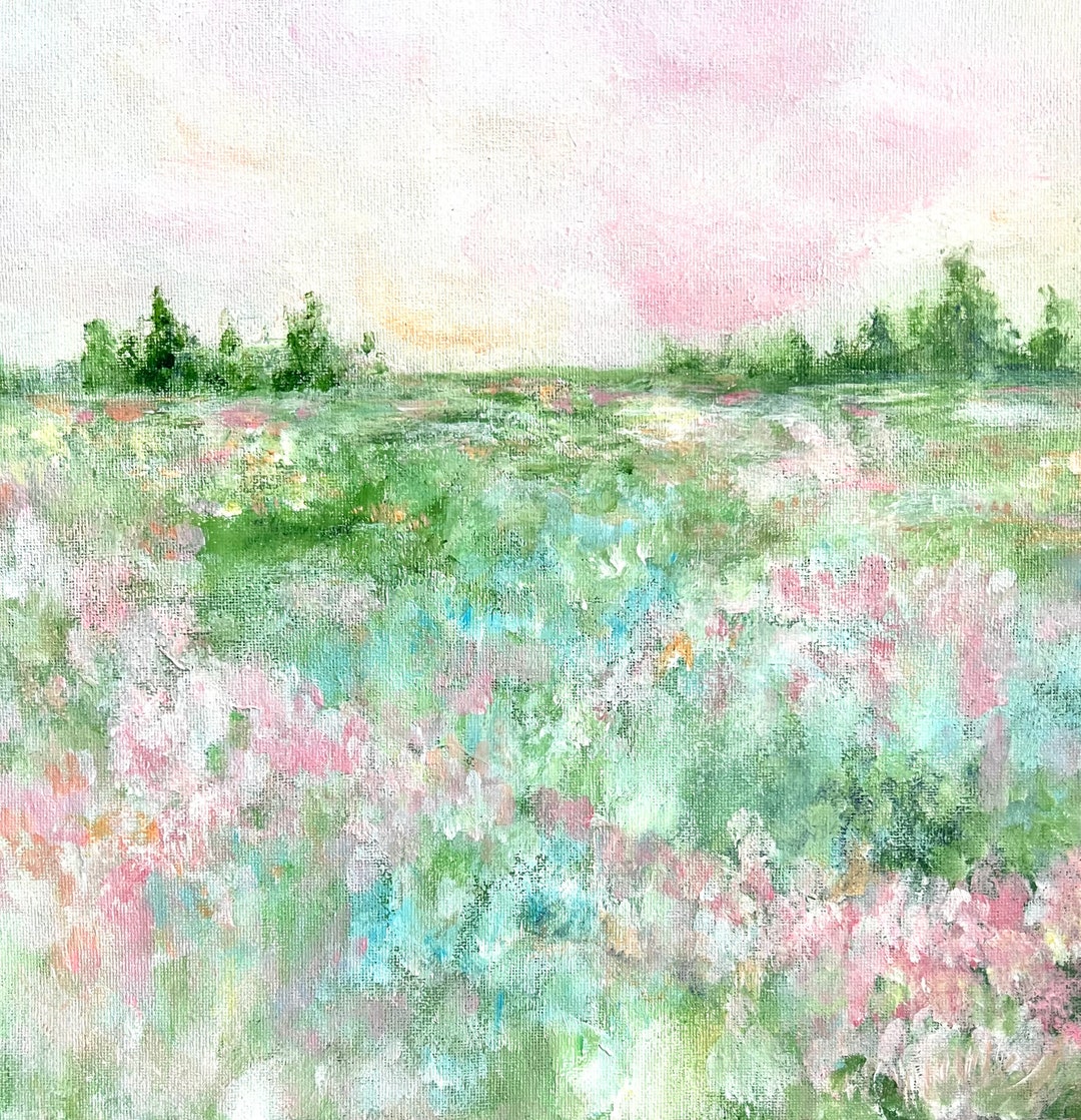 Original Abstract Landscape Flower Field Painting 12x12 Wall Art - Etsy