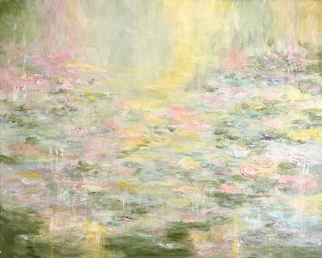 Original Acrylic Painting Abstract Water Lilies Flower, Canvas Painting ...