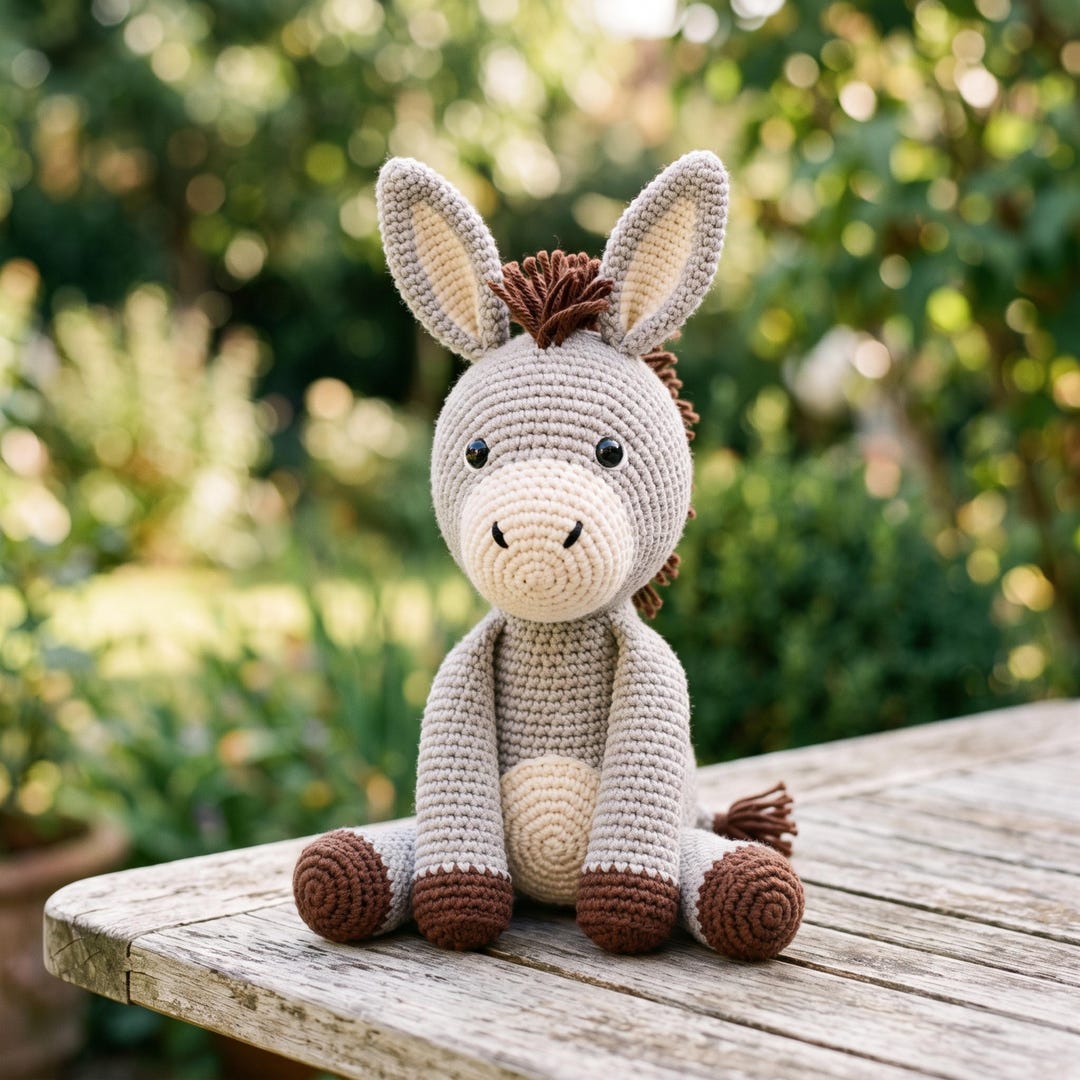 Handmade Crochet Donkey Plush Pattern PDF | Amigurumi Donkey Crochet ...