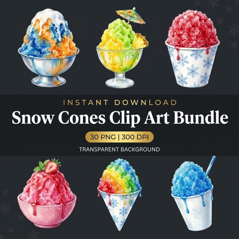 Snow Cone Clipart - Etsy