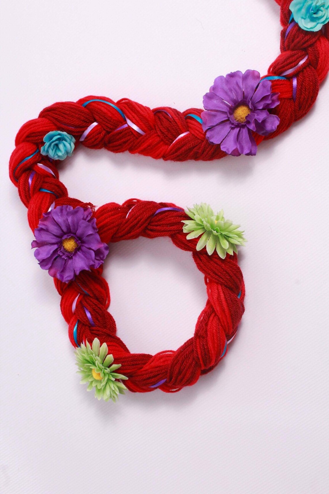 Little Mermaid Yarn Costume Wig Red Yarn Wig Mermaid Crown - Etsy