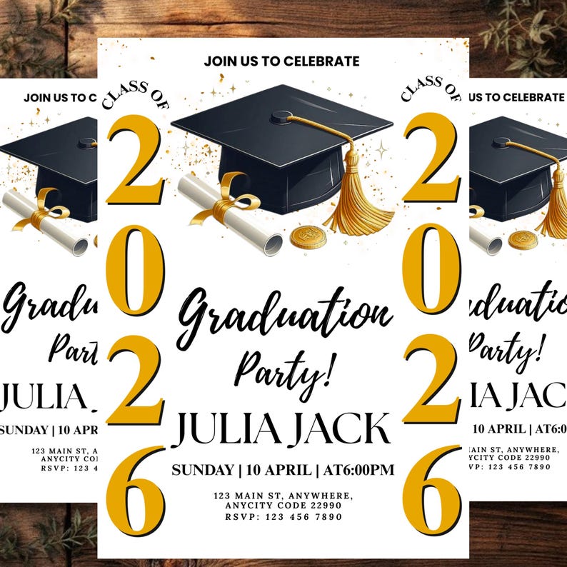 Graduation Party Invitation Template, Editable Canva Invite, Class of ...