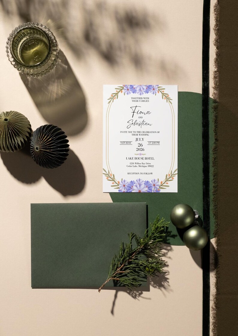 Editable Floral Wedding Invitation Template, Romantic Getting Married ...