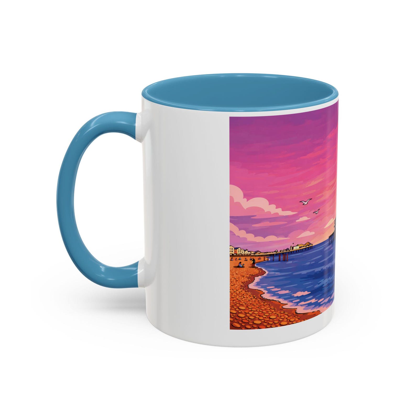 Brighton West Pier Sunset Mug – Colourful Seaside Coffee Cup - Coastal ...