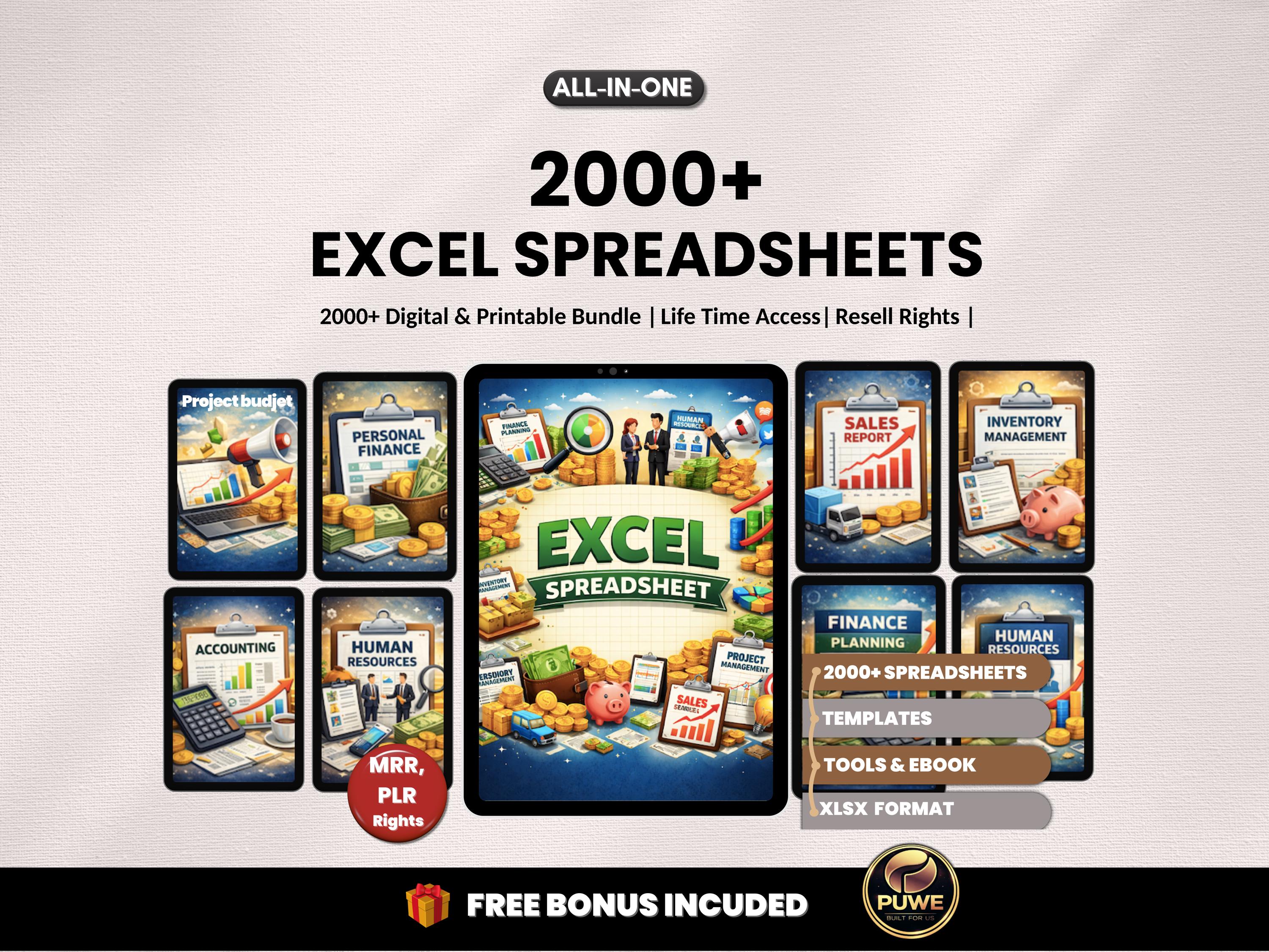 2000+ Excel Spreadsheet Bundle | Excel Templates, Spreadsheets ...