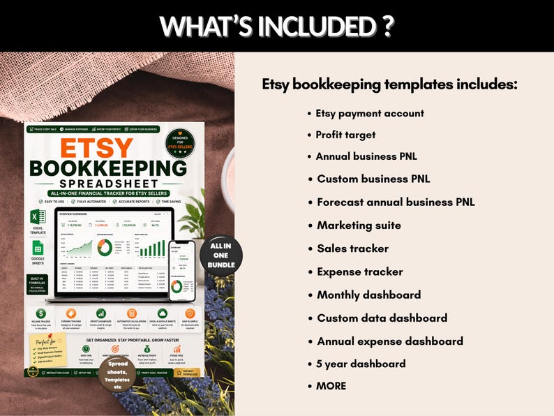 Etsy Seller Bookkeeping Spreadsheet | Excel Templates & Google Sheets ...