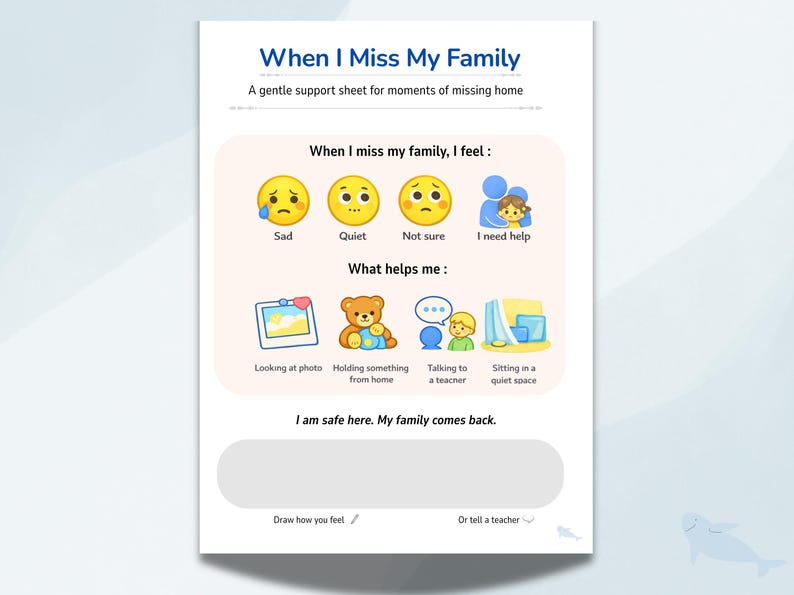 When I Miss My Family Daycare Support Sheet | Separation Anxiety ...