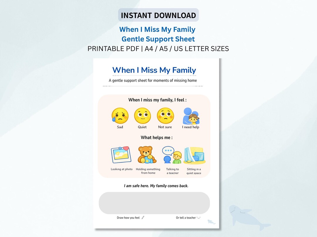 When I Miss My Family Daycare Support Sheet | Separation Anxiety ...
