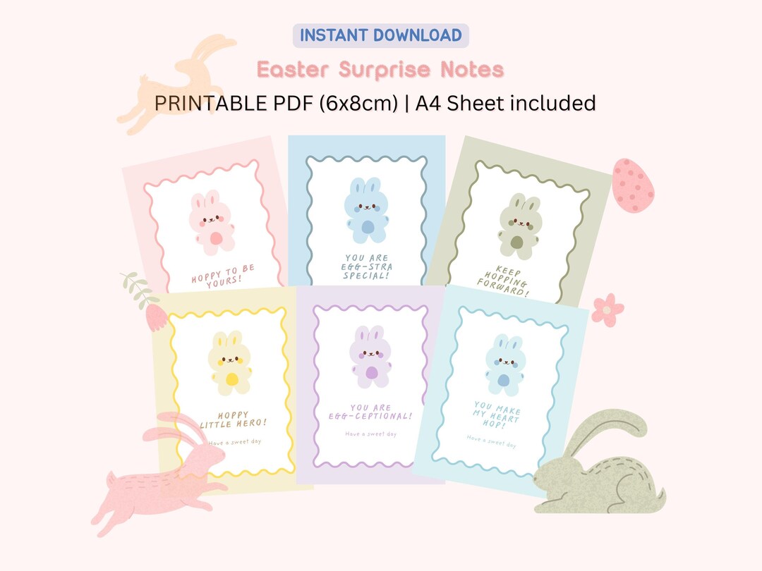 Easter Surprise Notes Printable, Egg Hunt Mini Cards PDF, 6x8cm Easter ...