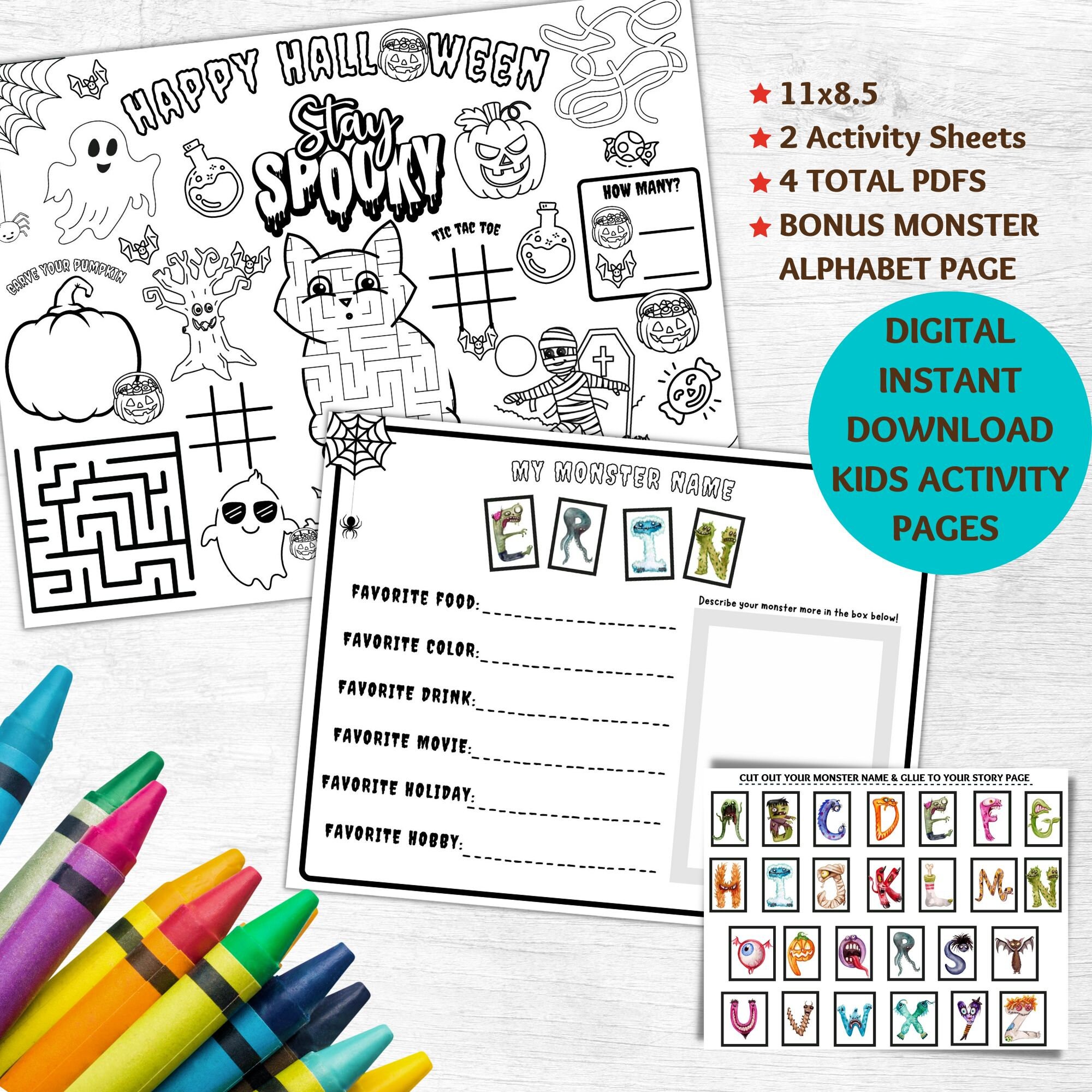 Halloween Classroom Activity Pages, Monster Alphabet Activity, Party ...