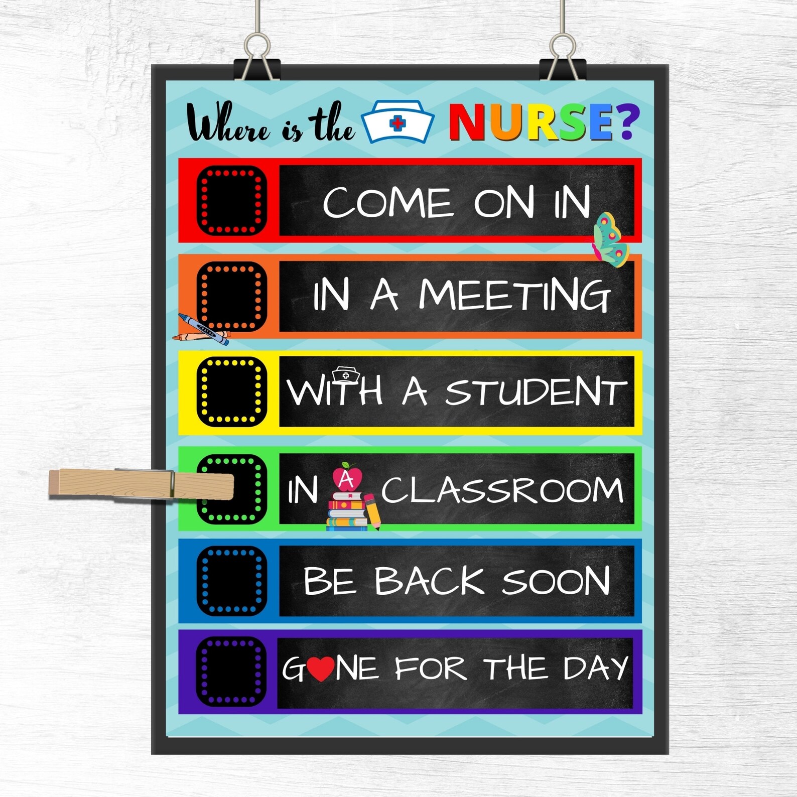 Where Is The School Nurse Door Sign Printable With Matching | Etsy