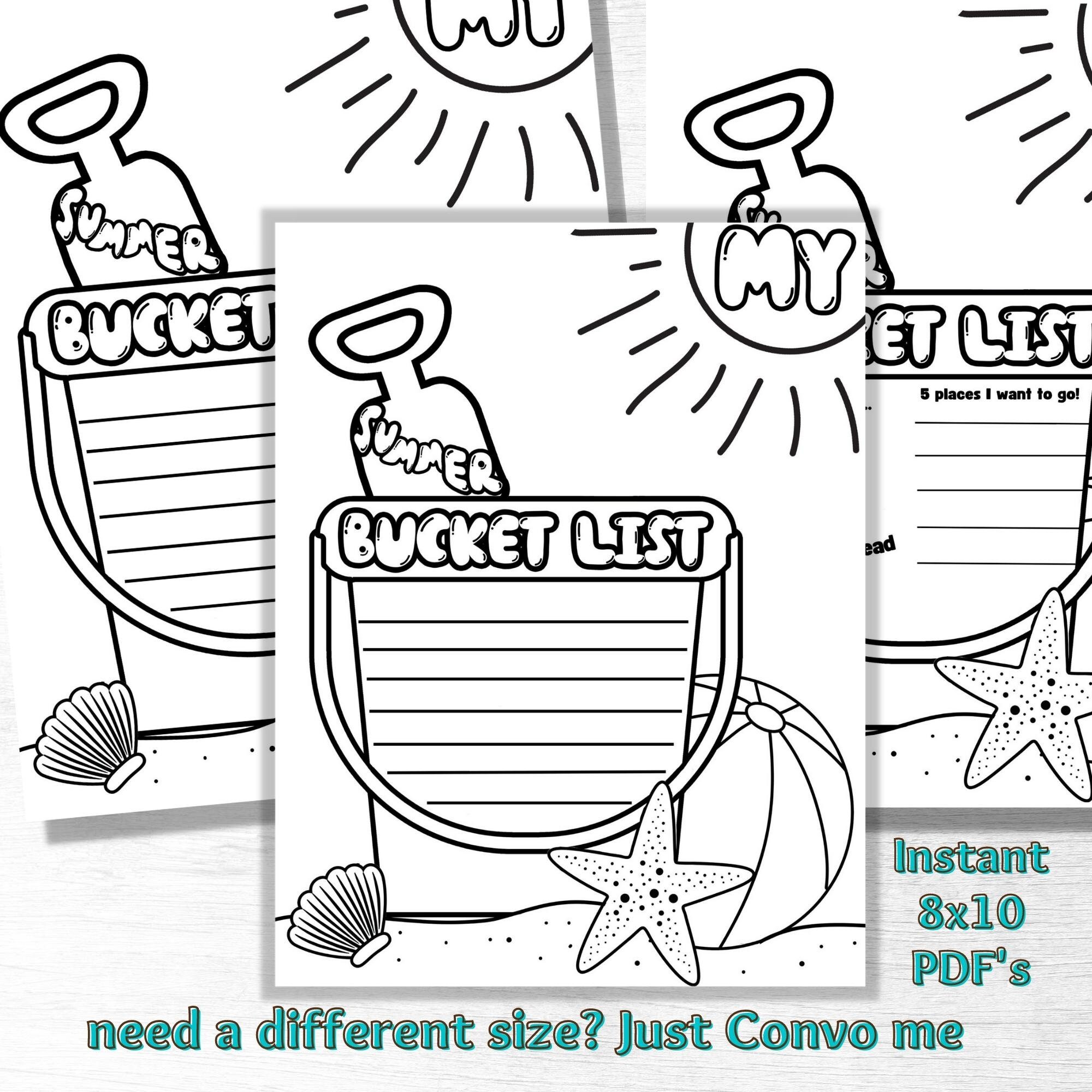 Summer Printable Bucket List BUNDLE & Activity Page Kindergarten ...