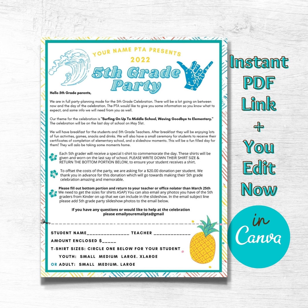 PTA PTO 5th Grade Celebration Graduation Event, Theme Aloha Ready ...