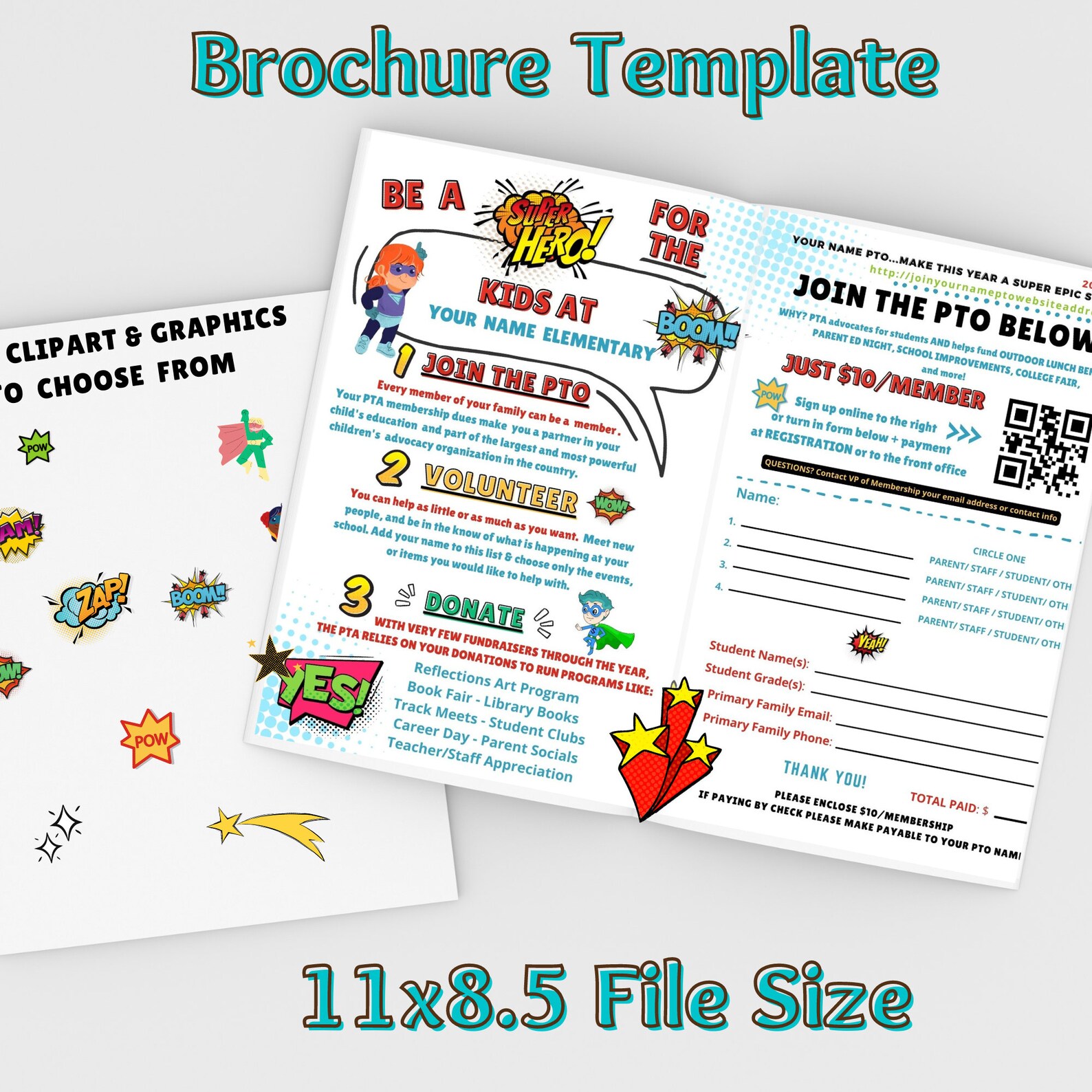 PTO Membership Flyer Editable PTA Form, Super Hero Theme Ready ...