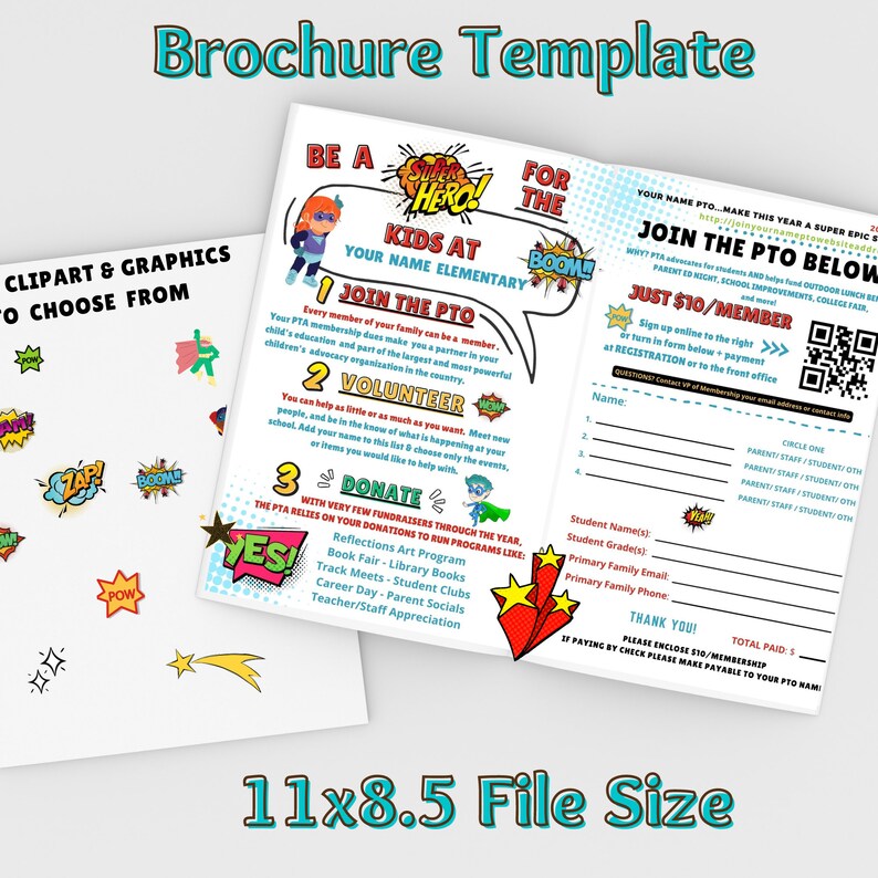 PTO Membership Flyer Editable PTA Form, Super Hero Theme Ready ...
