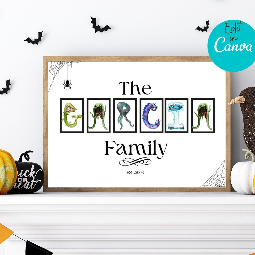 Halloween Family Sign, Personalized Halloween Sign, Spider Spooky ...