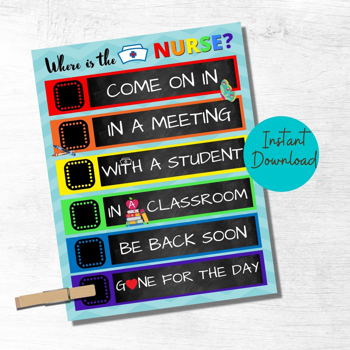 Where Is The School Nurse Door Sign Printable With Matching | Etsy