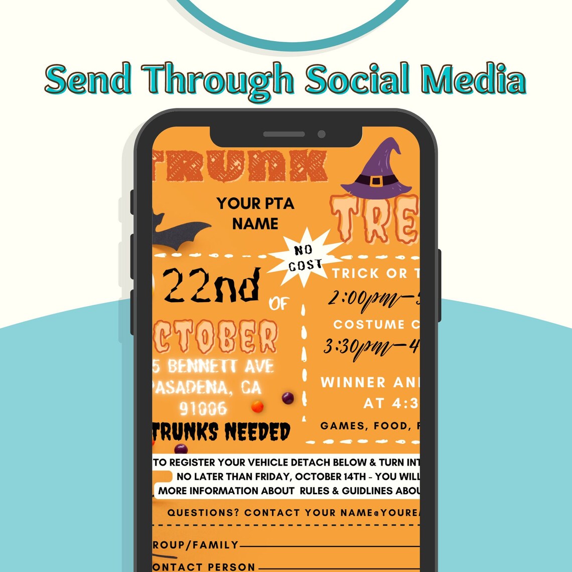 Trunk or Treat Flyer Template Tear off Form, Car Sign up Sheet, Event ...