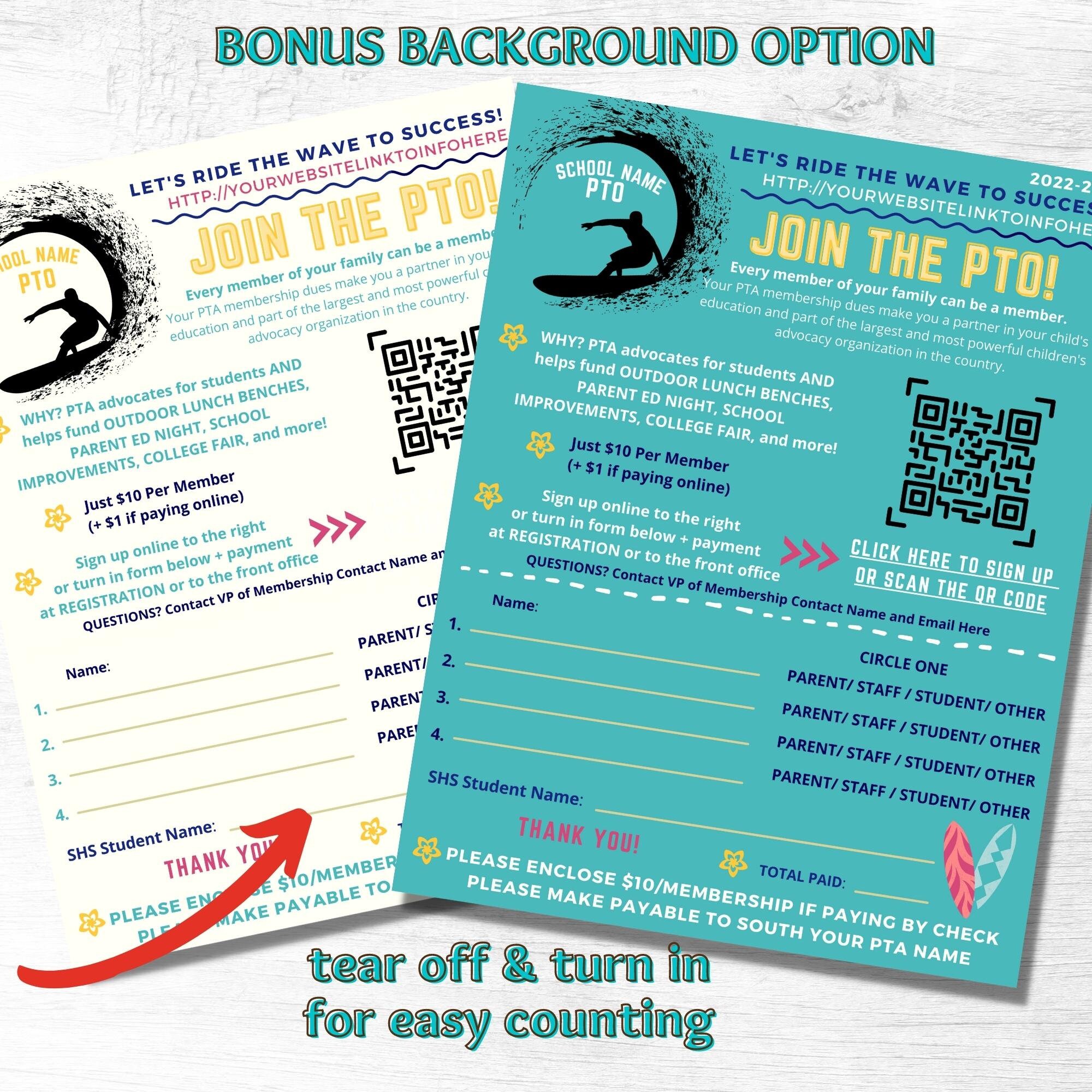 PTA Membership Form Template, PTO Membership, Editable Printable ...