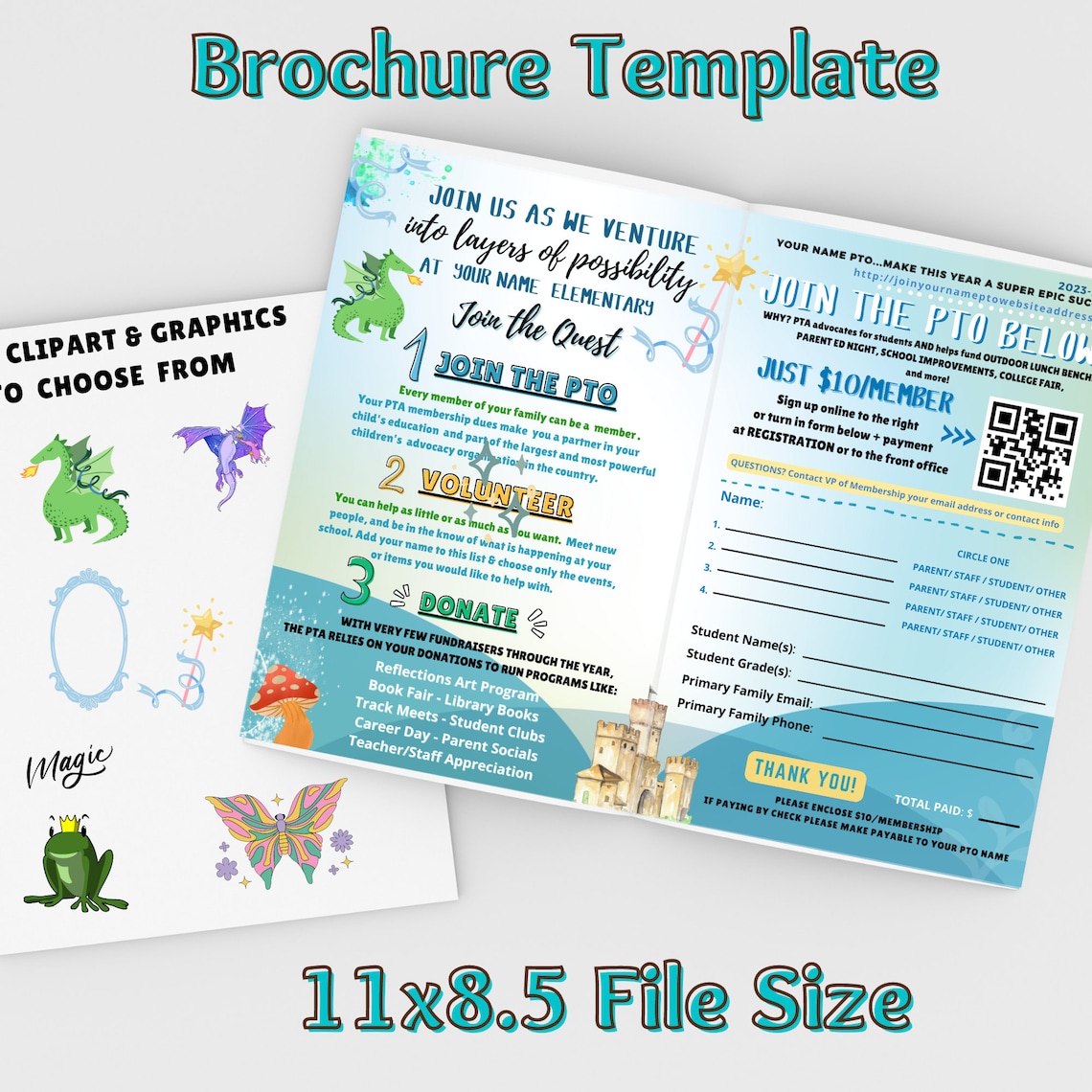 PTO Membership Flyer Editable PTA Form, Fairytale Story Enchantment ...