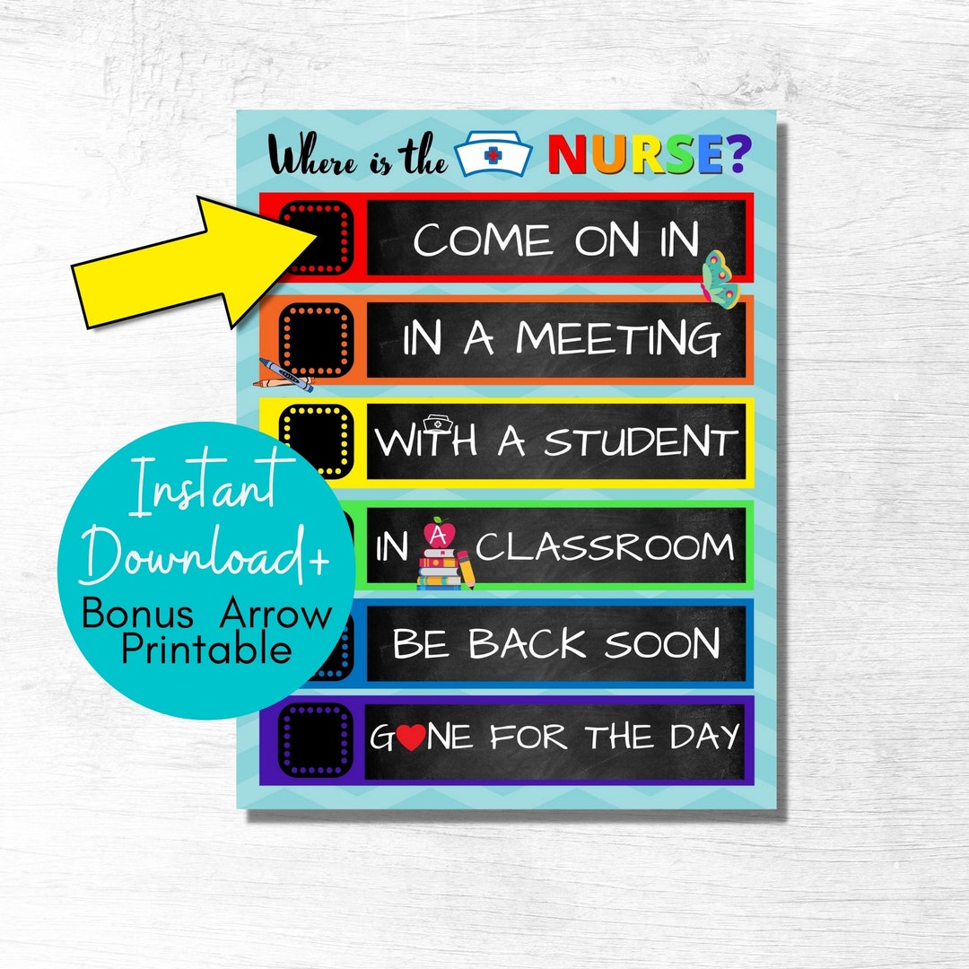 Where is the School Nurse Door Sign Printable With Matching Arrows ...