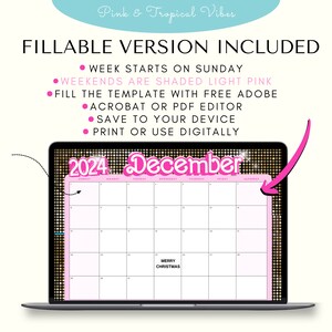 2024 Printable Pink Disco Monthly Calendar Bundle, Wall Printable ...