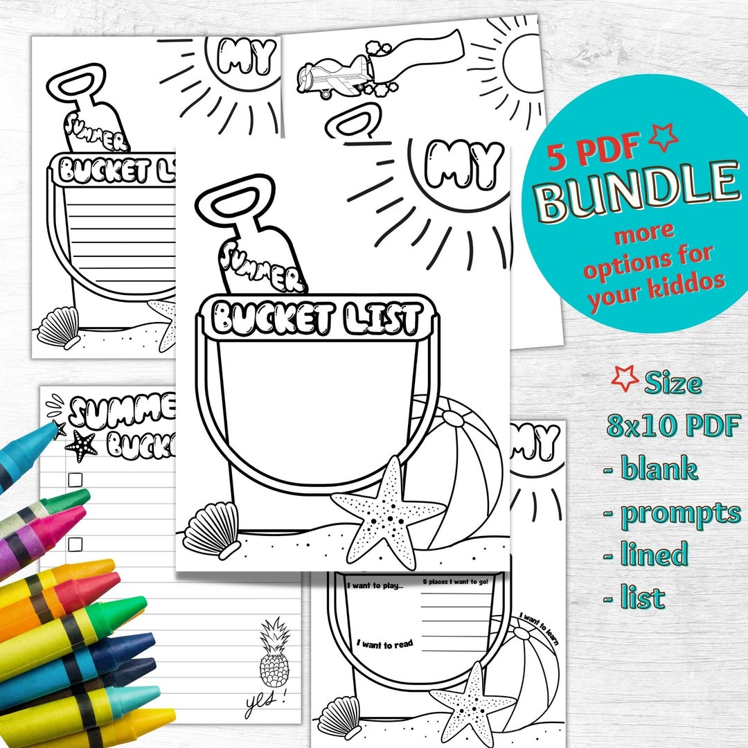 Summer Printable Bucket List BUNDLE & Activity Page Kindergarten ...