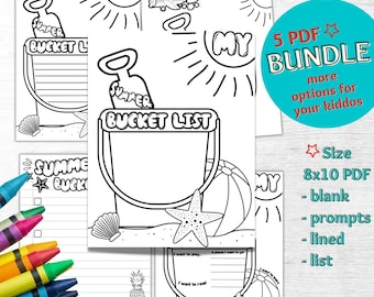 Summer Printable Bucket List & Activity Page Kindergarten Elementary ...