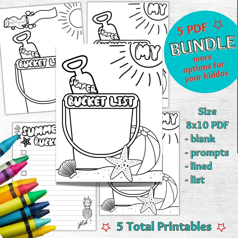 Summer Printable Bucket List BUNDLE & Activity Page Kindergarten ...