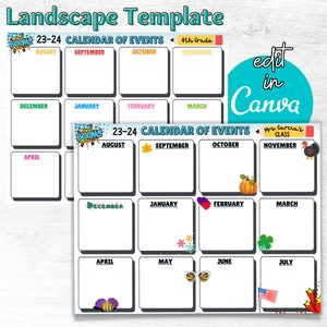 Editable Yearly PTO PTA Printable Calendars, Back to School, Undated ...