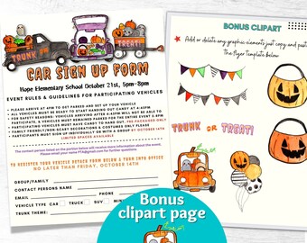 Trunk or Treat Sign Up, Editable Canva Template, Digital Download ...