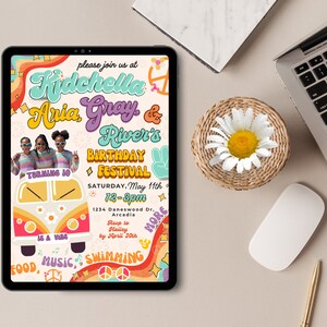 Groovy Personalized Birthday Invitation, Groovy Daisy Birthday Party ...