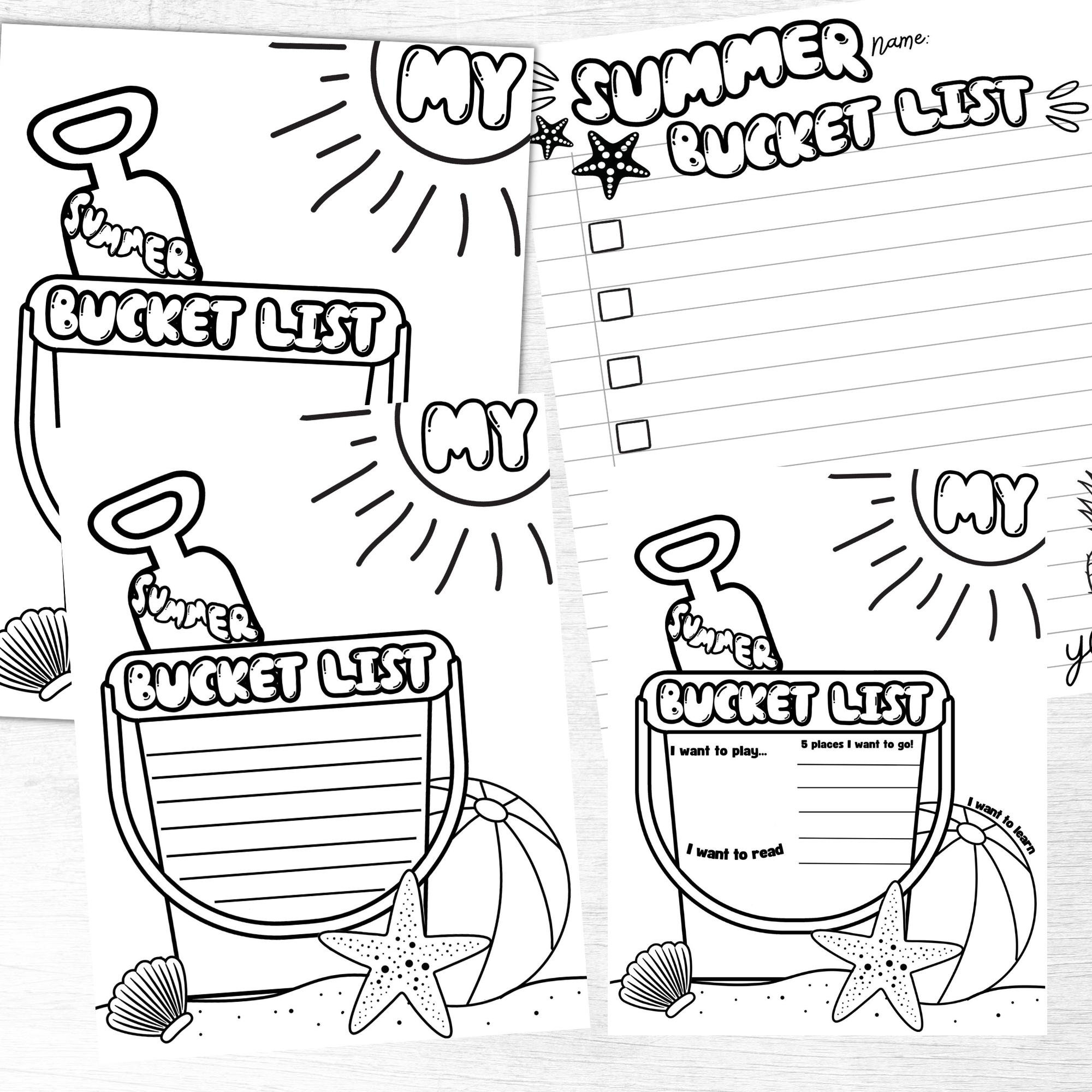 Summer Printable Bucket List BUNDLE & Activity Page Kindergarten ...